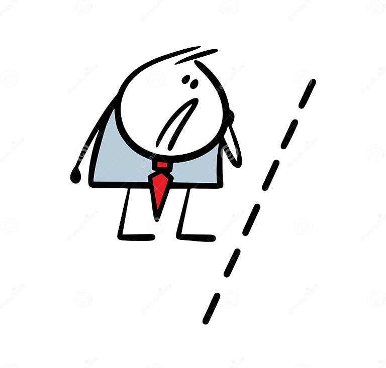 Cartoon Businessman Stands on the Border and Cannot Leave His Comfort ... Cartoon Businessman Stands on the Border and Cannot Leave His Comfort ...