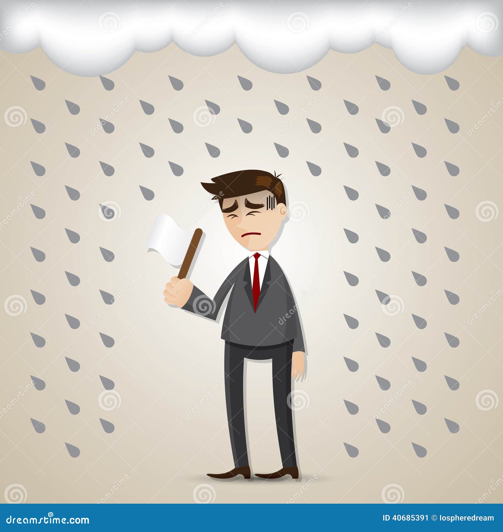 Cartoon Businessman Surrender with White Flag Stock Vector ...