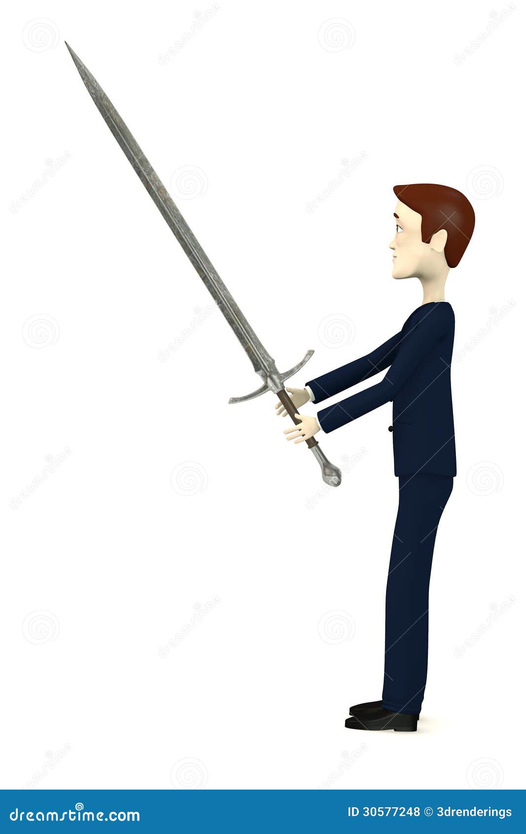 Cartoon Businessman with Sword Stock Illustration - Illustration of ...