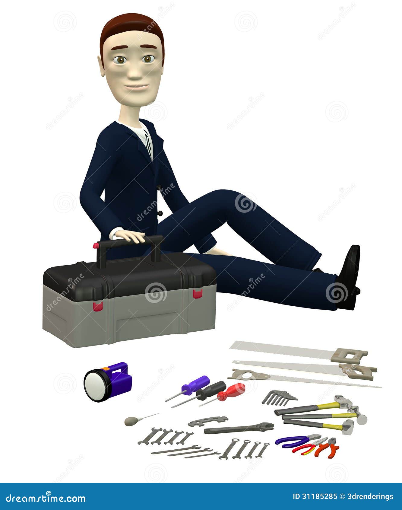 Cartoon Businessman with Tools Stock Illustration - Illustration of ...