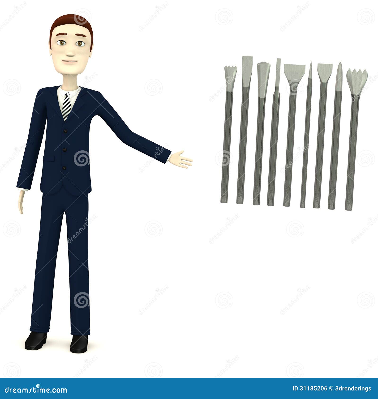 Cartoon Businessman with Tools for Stonework Stock Illustration ...