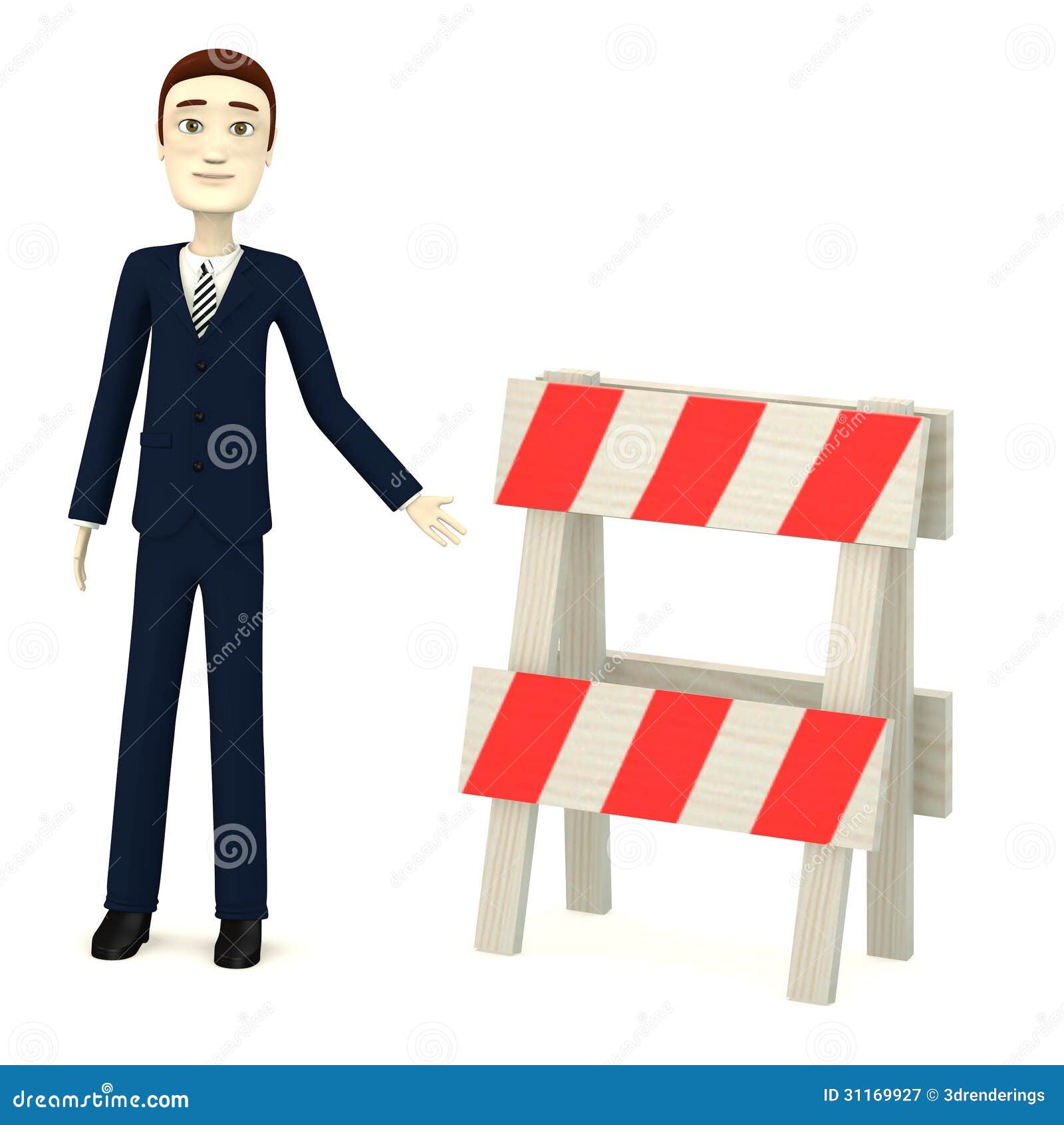 Cartoon Businessman with Traffic Barrier Stock Illustration ...