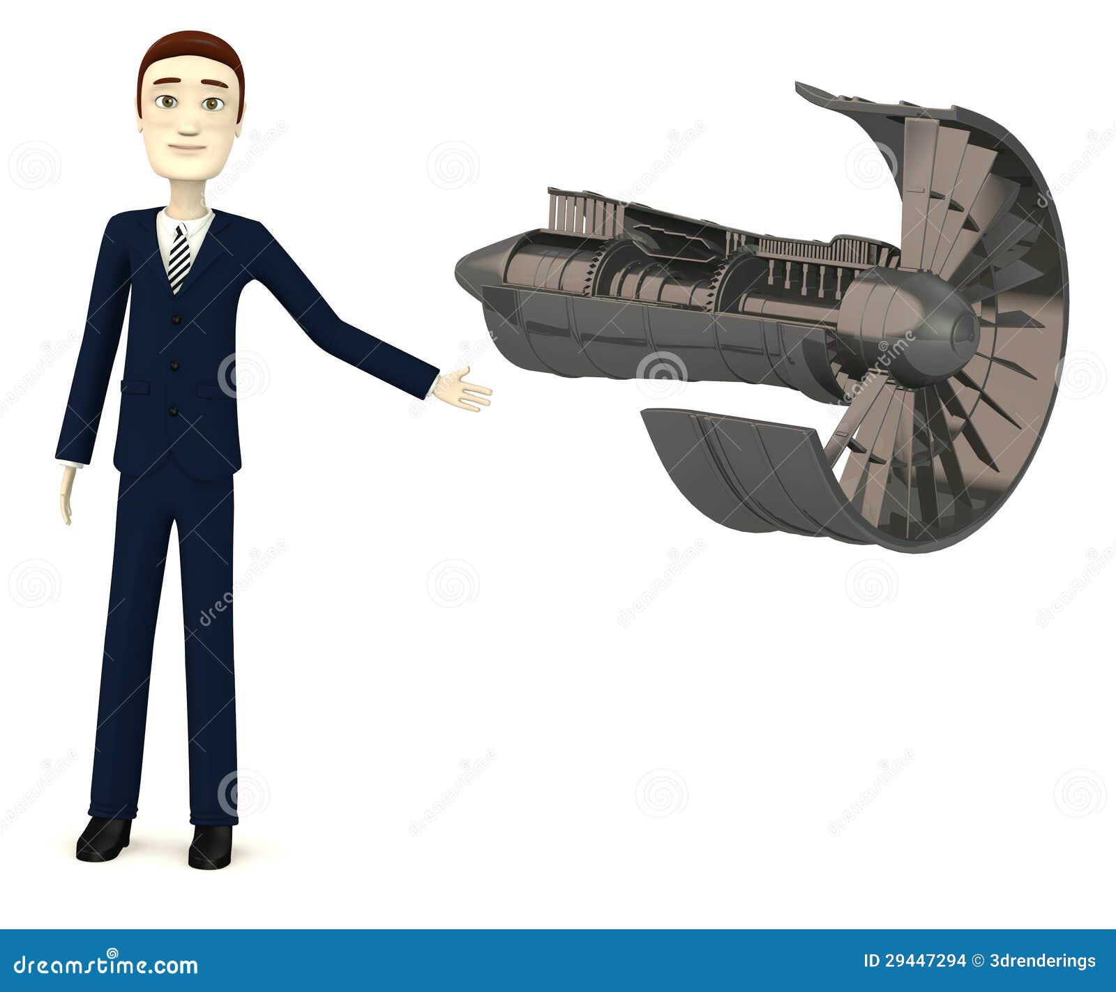 Cartoon Businessman with Turbine Stock Illustration - Illustration of ...