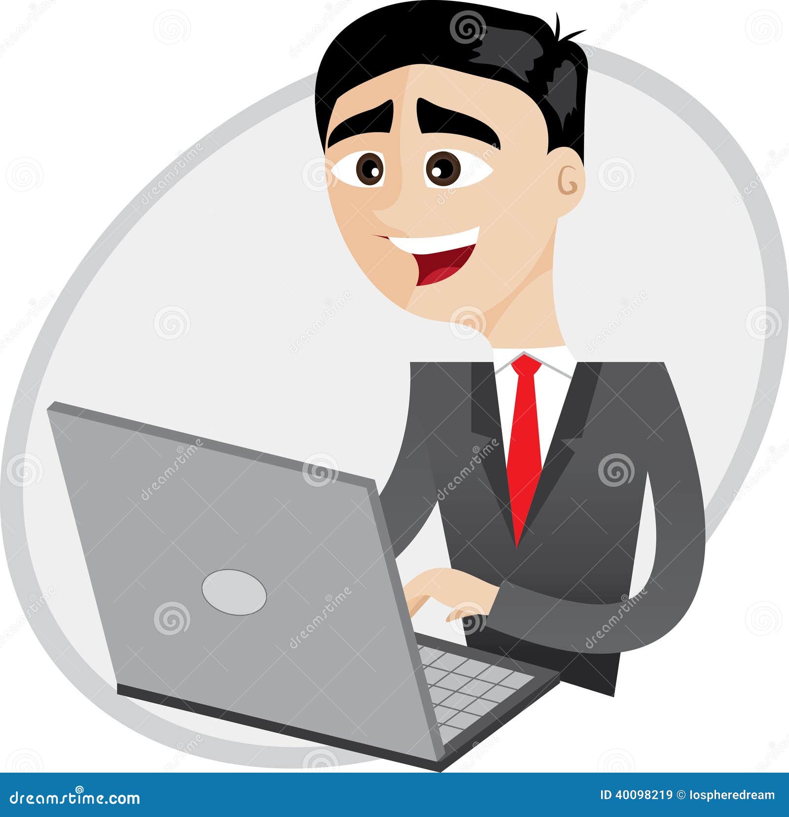 Cartoon Businessman Using Computer Laptop Stock Vector - Illustration ...