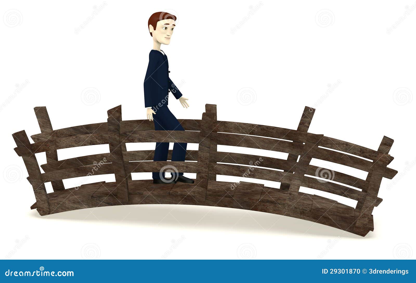 Cartoon Businessman Walk on the Bridge Stock Illustration ...
