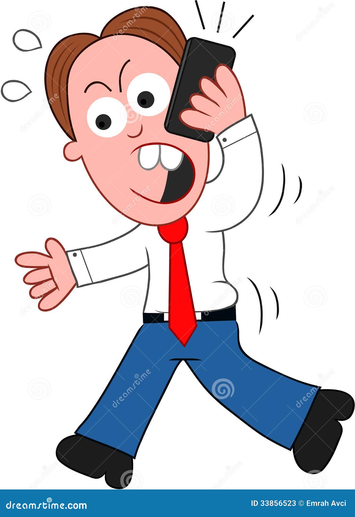 Cartoon Businessman Walking And Angry On Phone Stock Vector - Image ...