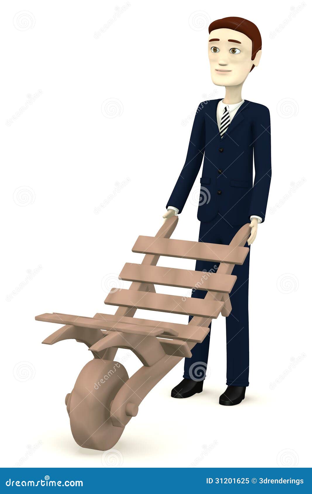 Cartoon Businessman with Wheel-barrow Stock Illustration - Illustration ...