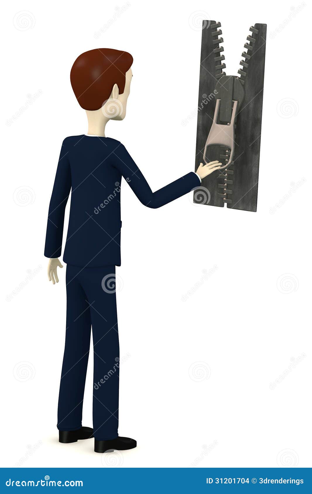 Cartoon Businessman with Zipper Stock Illustration - Illustration of ...