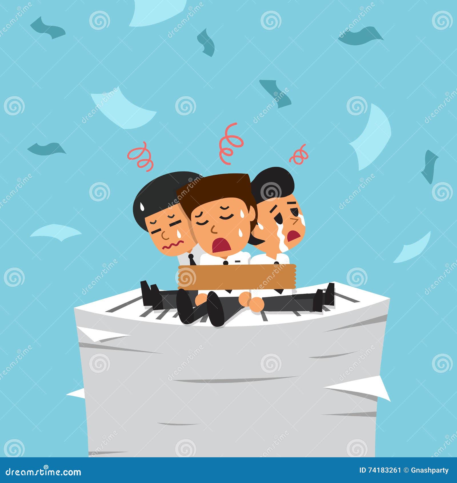 Cartoon Businessmen with a Lot of Work Stock Vector - Illustration of ...