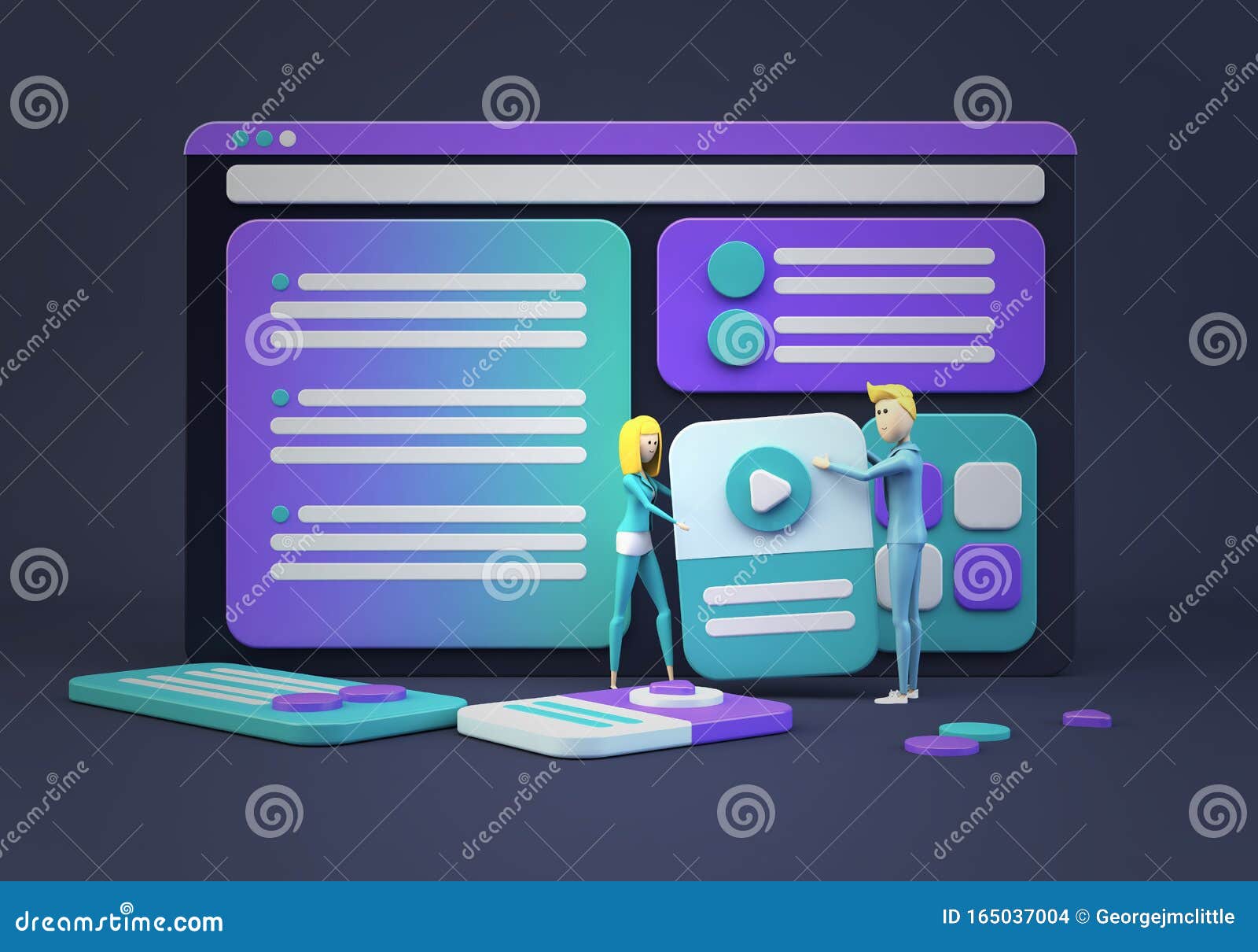 Cartoon Businesspeople Designing Website Stock Illustration ...