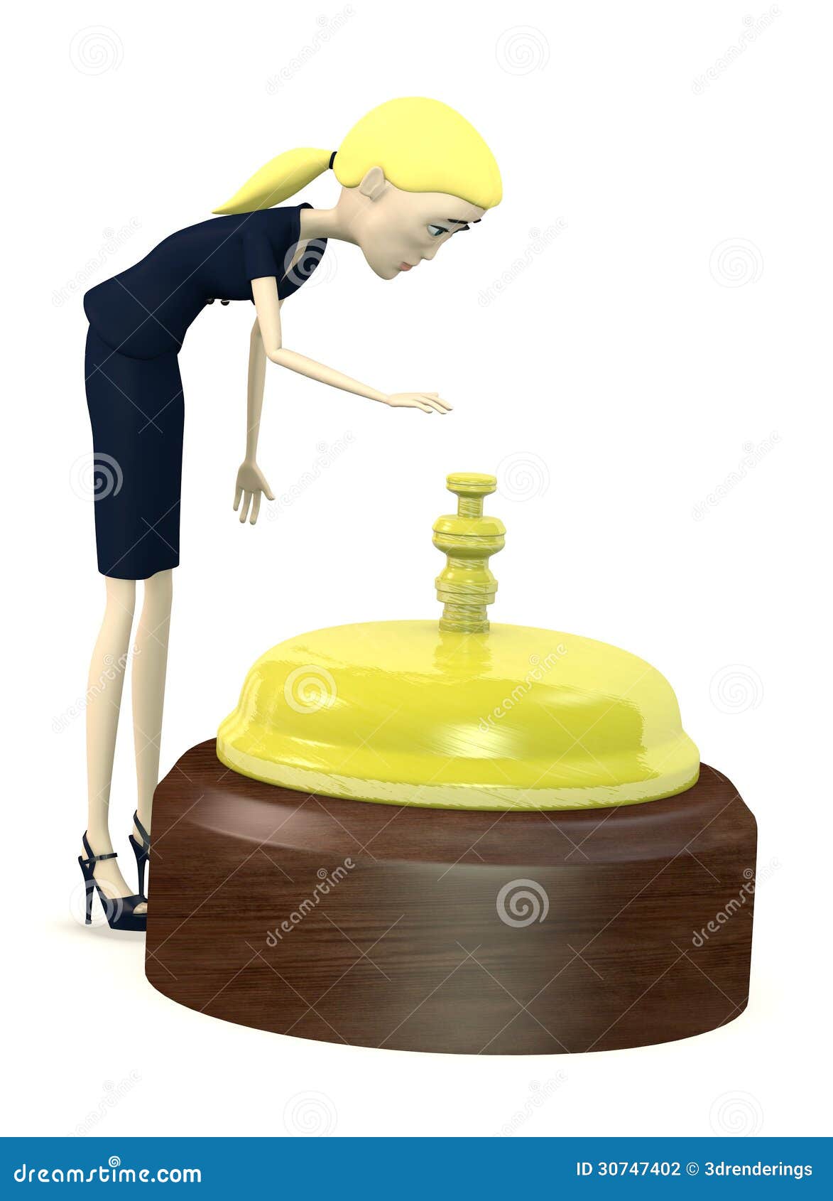 Cartoon Businesswoman with Bell Stock Illustration - Illustration of ...