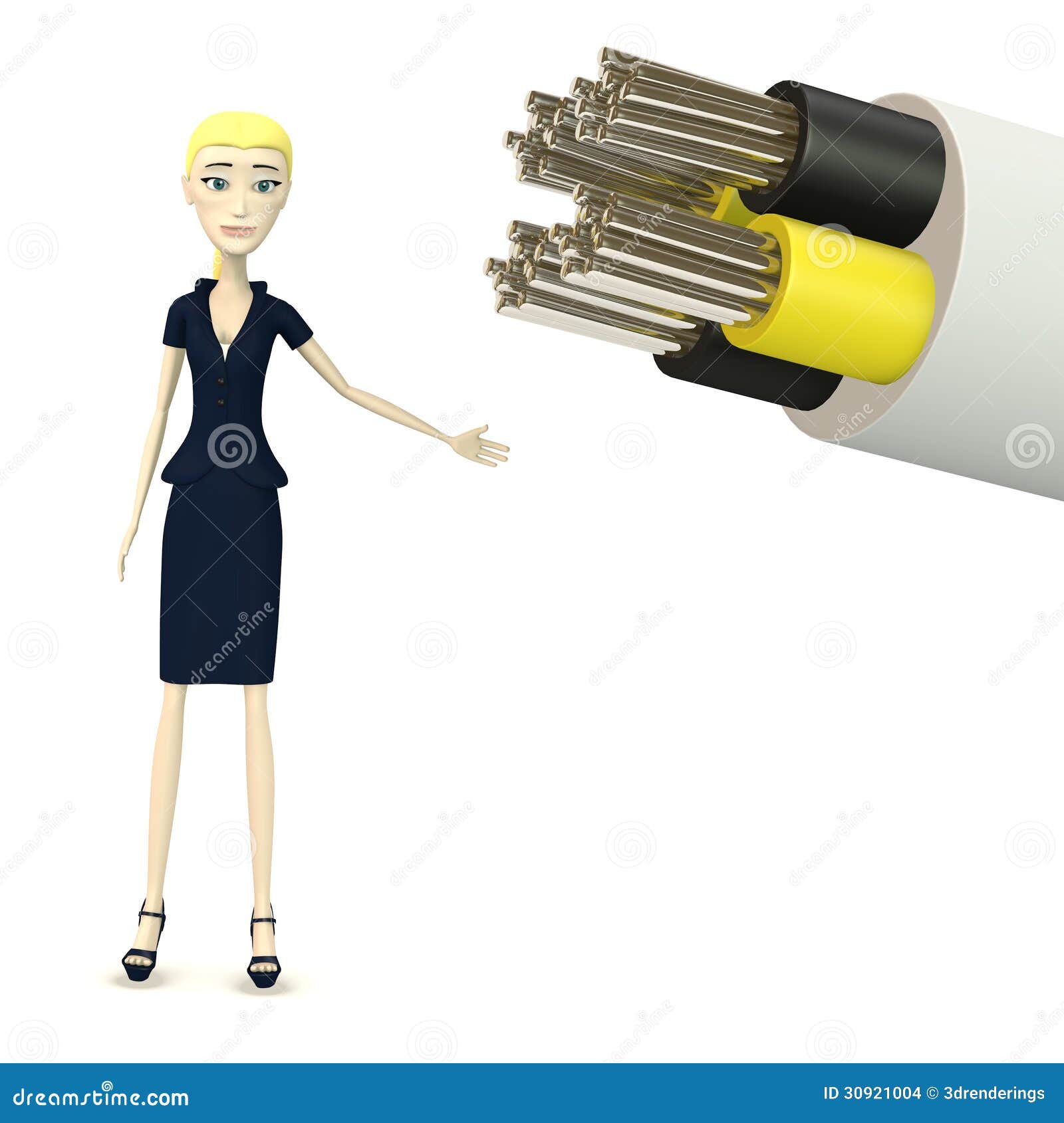 Cartoon Businesswoman with Cable Stock Illustration - Illustration of ...