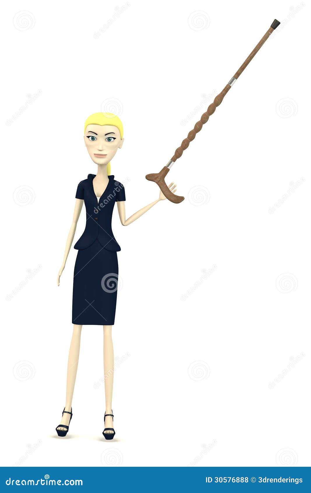 Cartoon Businesswoman with Cane Stock Illustration - Illustration of ...