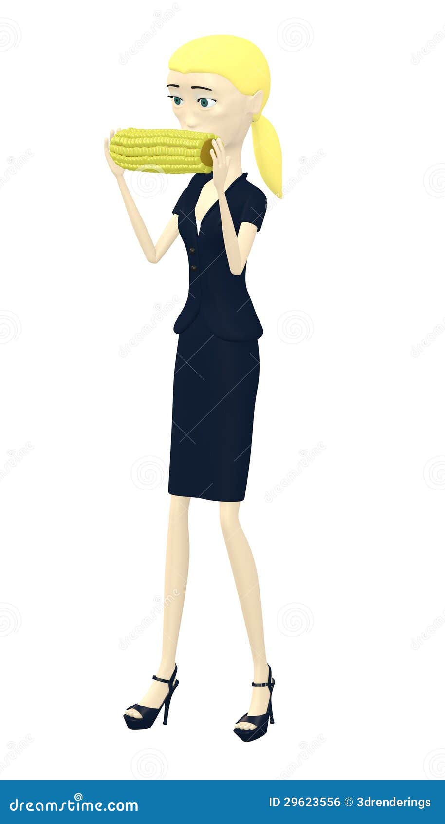 Cartoon Businesswoman with Corn Stock Illustration - Illustration of ...