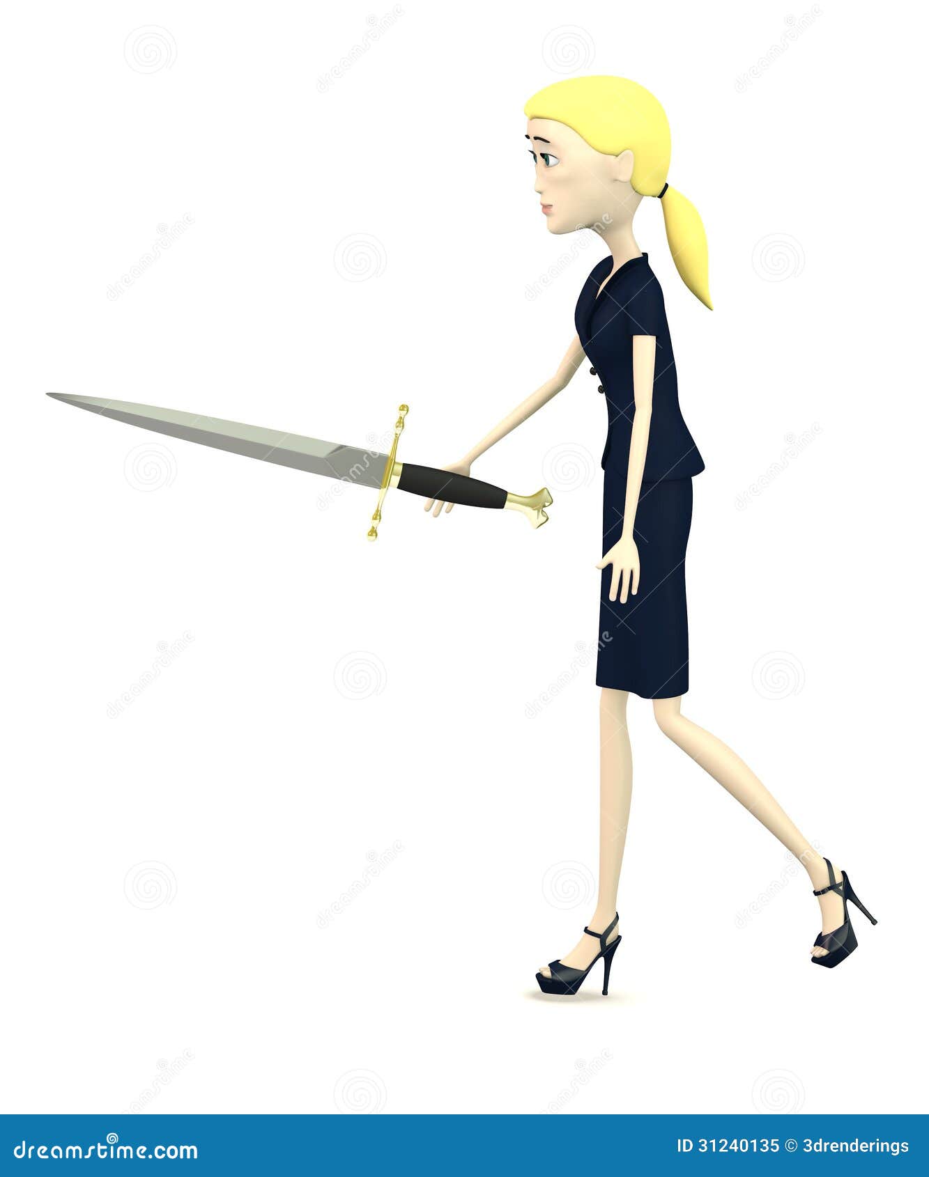 Cartoon Businesswoman with Dagger Stock Illustration - Illustration of ...