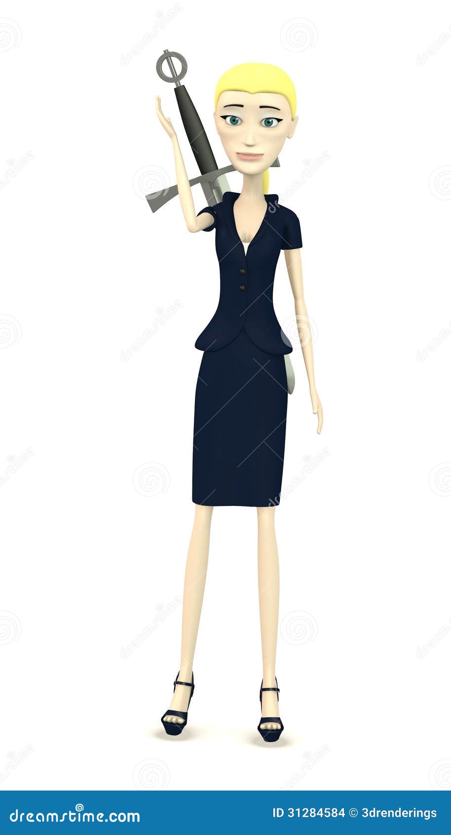 Cartoon Businesswoman with Dagger Stock Illustration - Illustration of ...