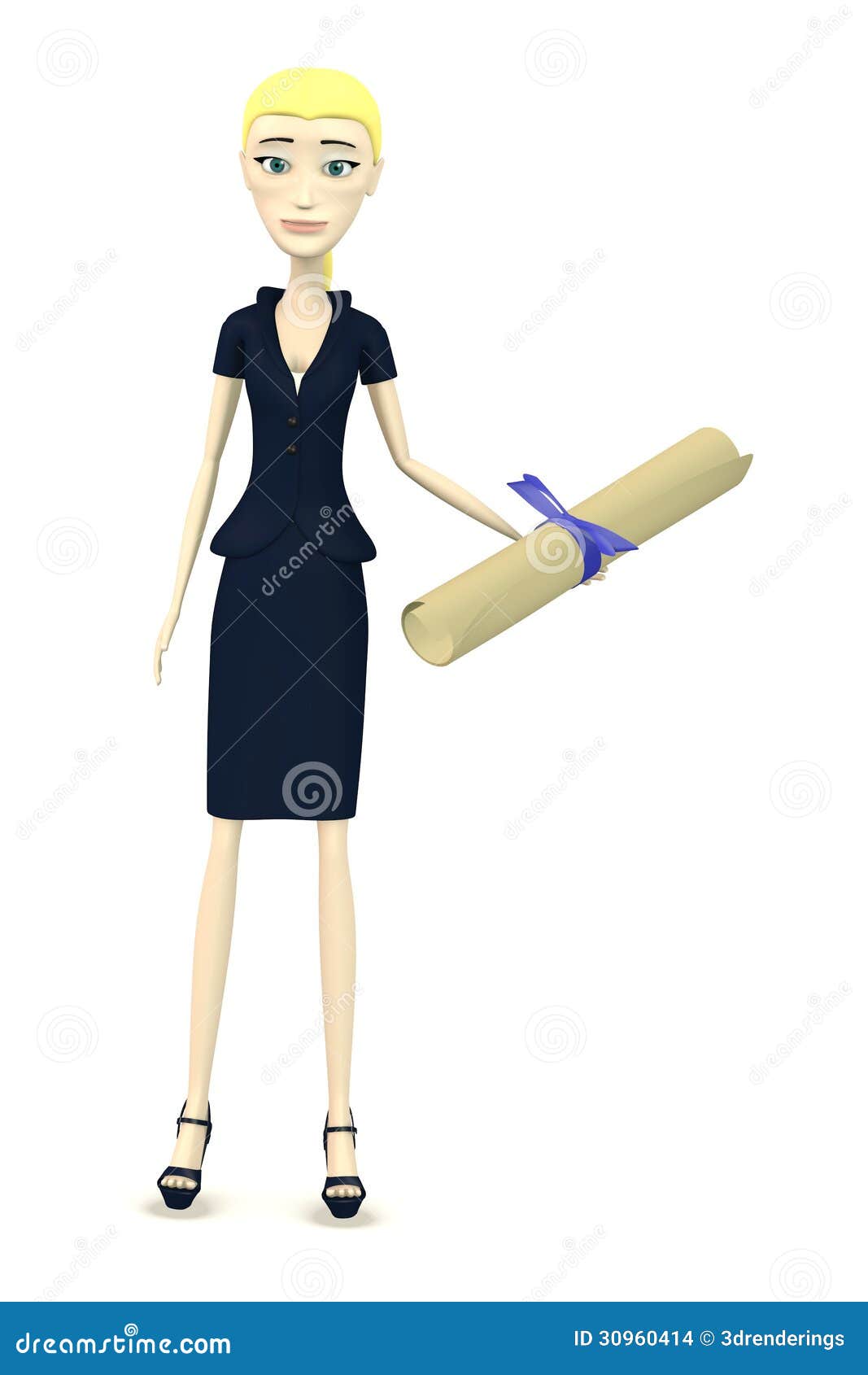 Cartoon Businesswoman with Diploma Stock Illustration - Illustration of ...