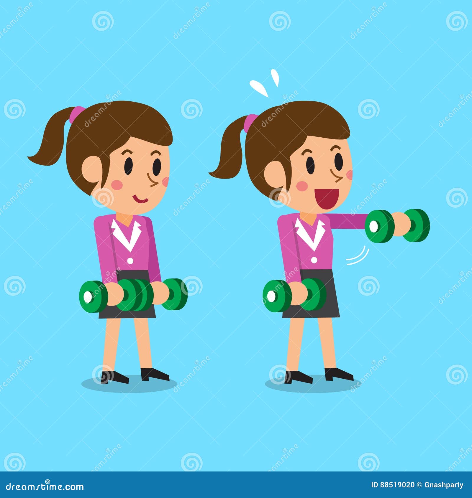 Cartoon Raise The Dumbbell Exercises Vector Illustration ...