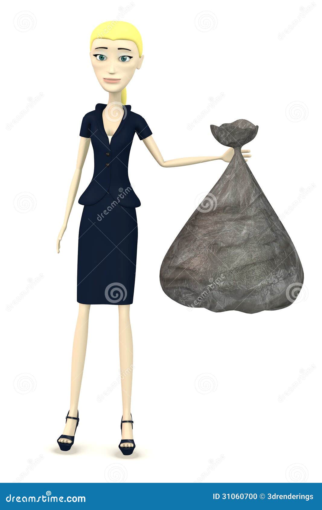 Cartoon Businesswoman with Garbage Bag Stock Illustration ...