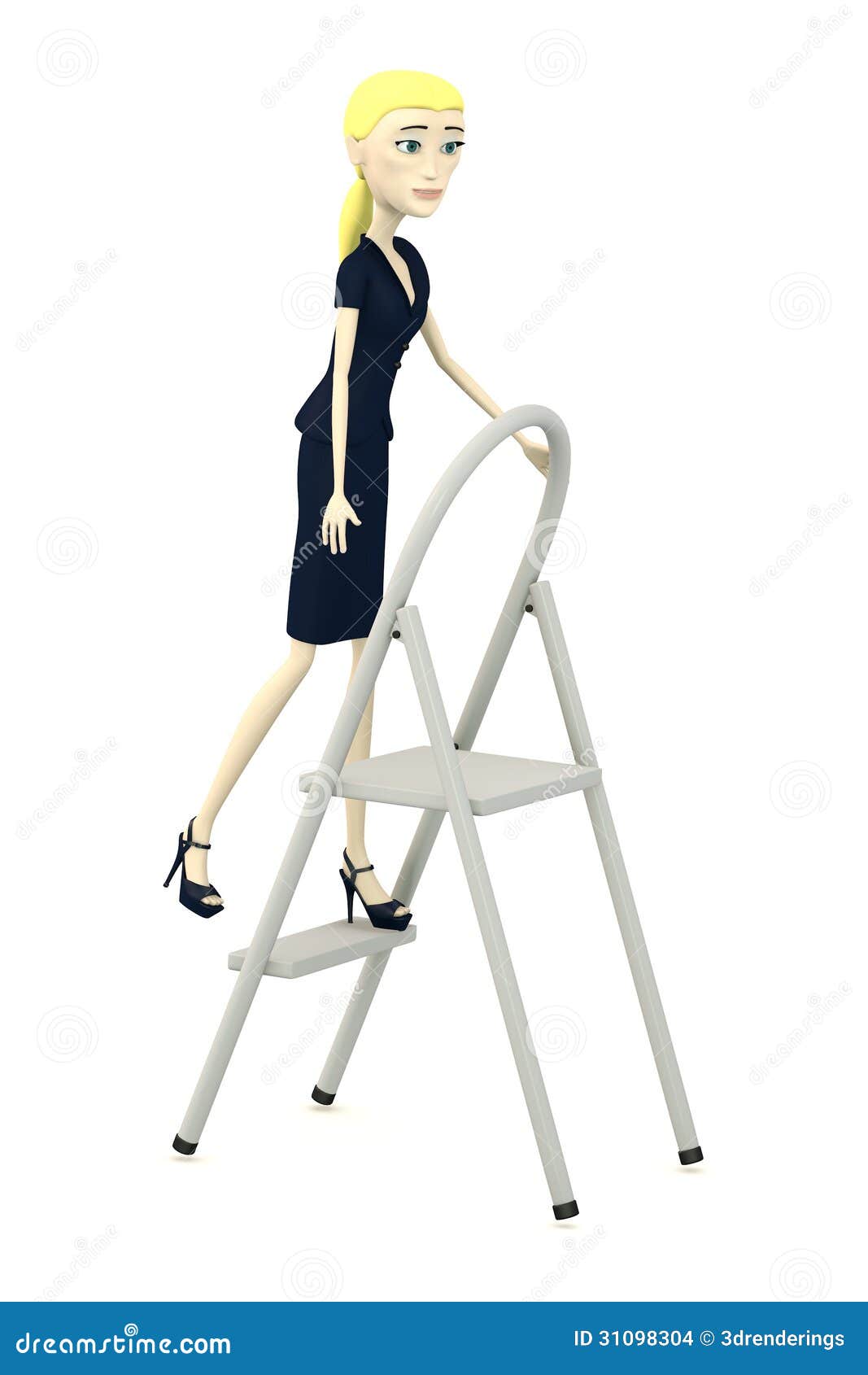 Cartoon Businesswoman on Ladder Stock Illustration - Illustration of ... Cartoon Businesswoman on Ladder Stock Illustration - Illustration of ...