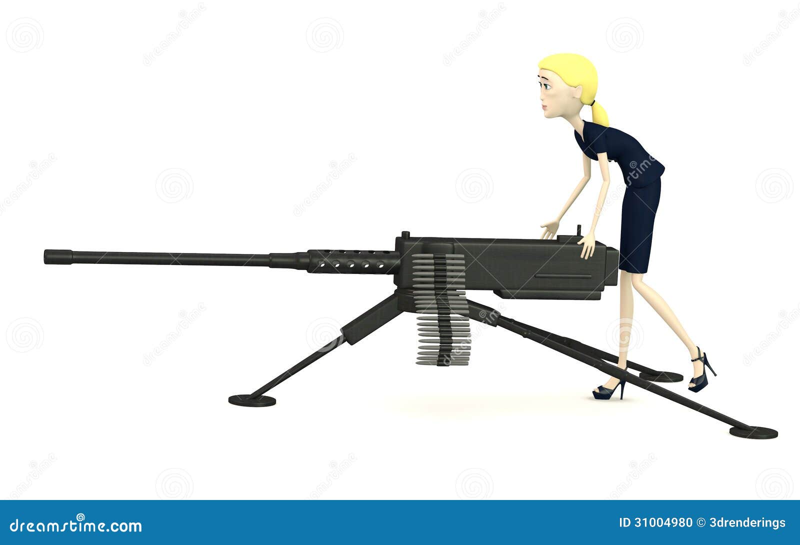 Cartoon Businesswoman with Machine Gun Stock Illustration ...
