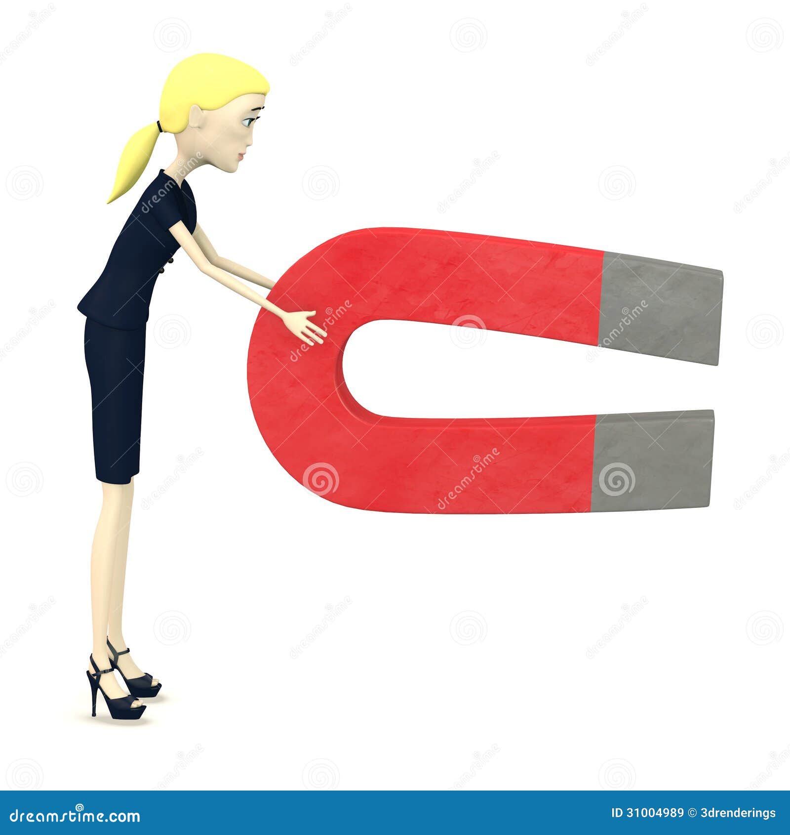 Cartoon Businesswoman with Magnet Stock Illustration - Illustration of ...