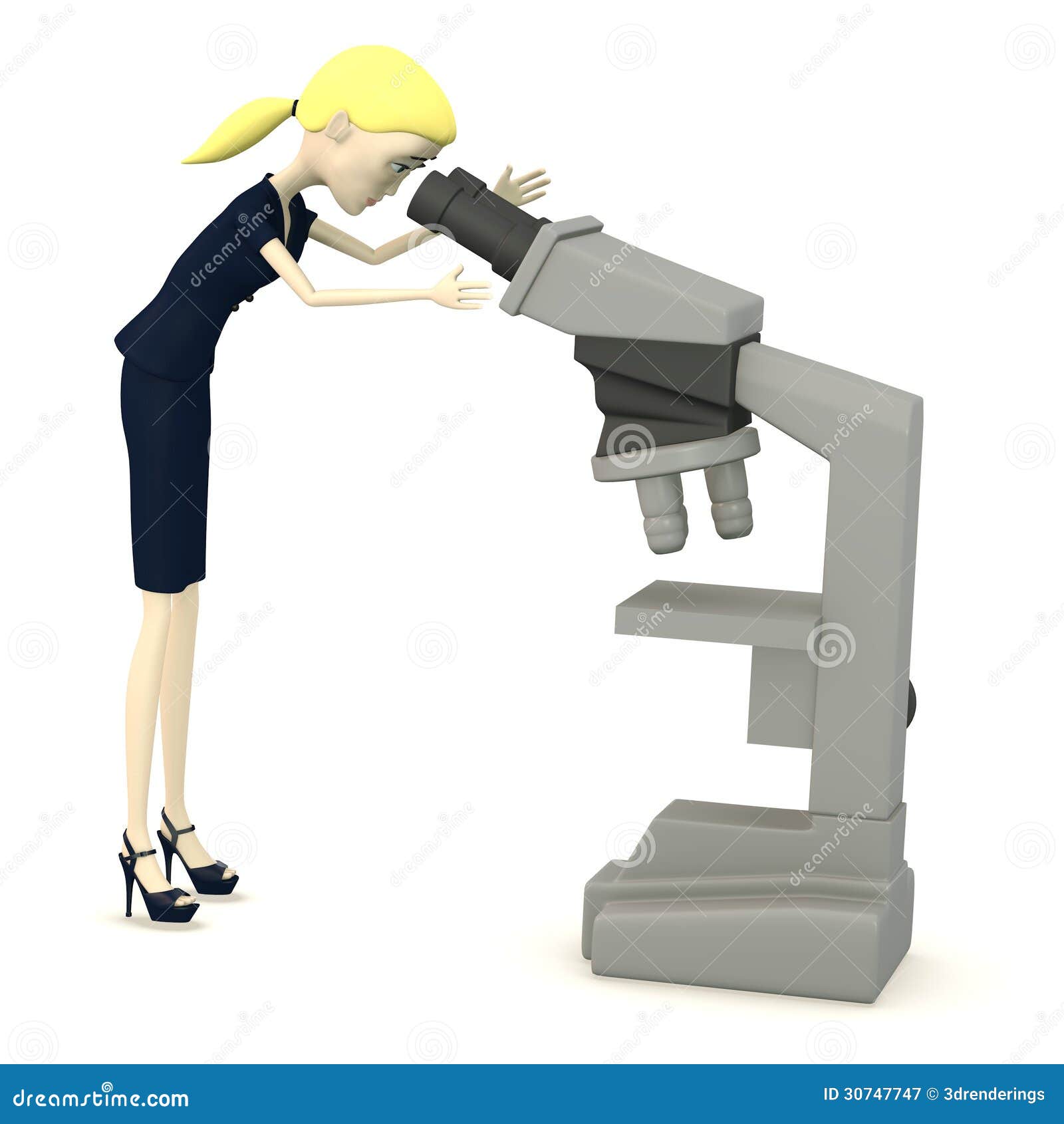Cartoon Businesswoman with Microscope Stock Illustration - Illustration ...
