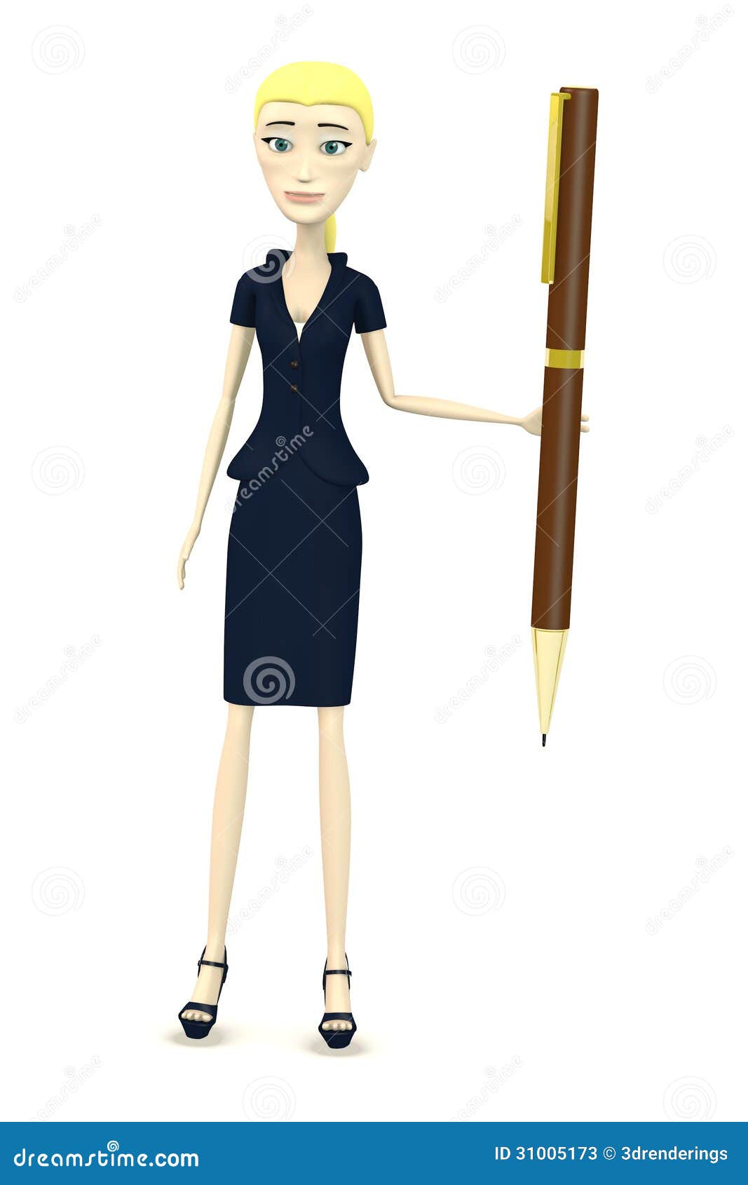 Cartoon Businesswoman with Pen Stock Illustration - Illustration of ...