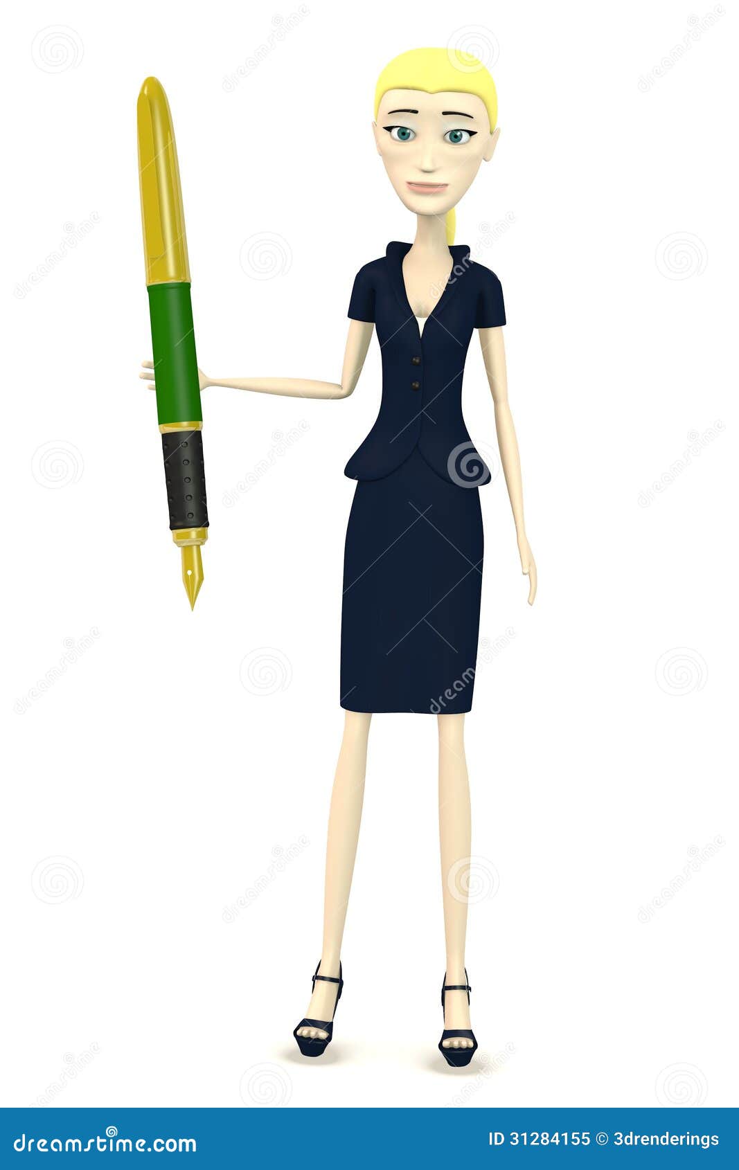 Cartoon Businesswoman with Pen Stock Illustration - Illustration of ...