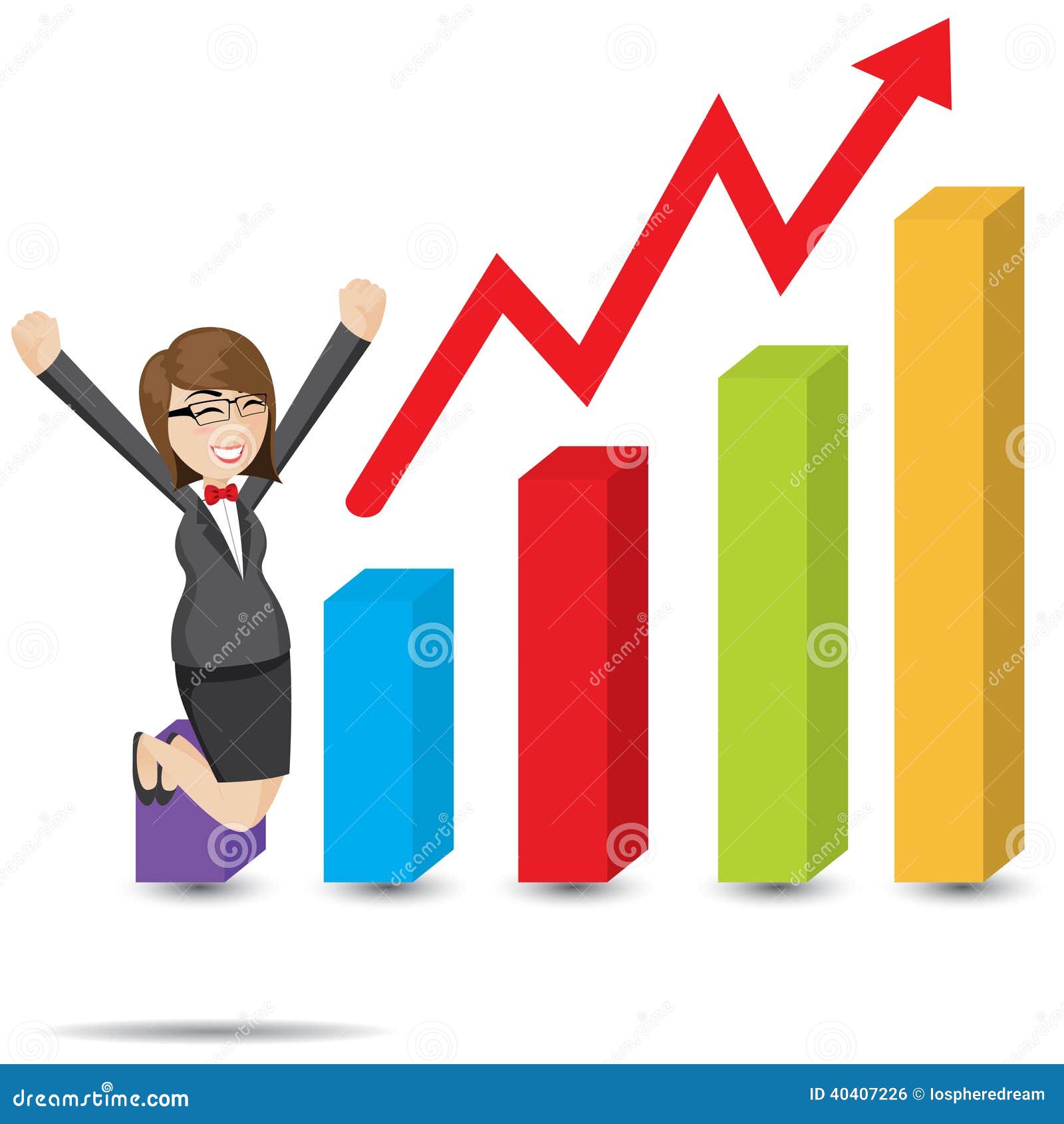 Rising Chart Bar Graph Assessment Analytics. Business Survey Domain ...