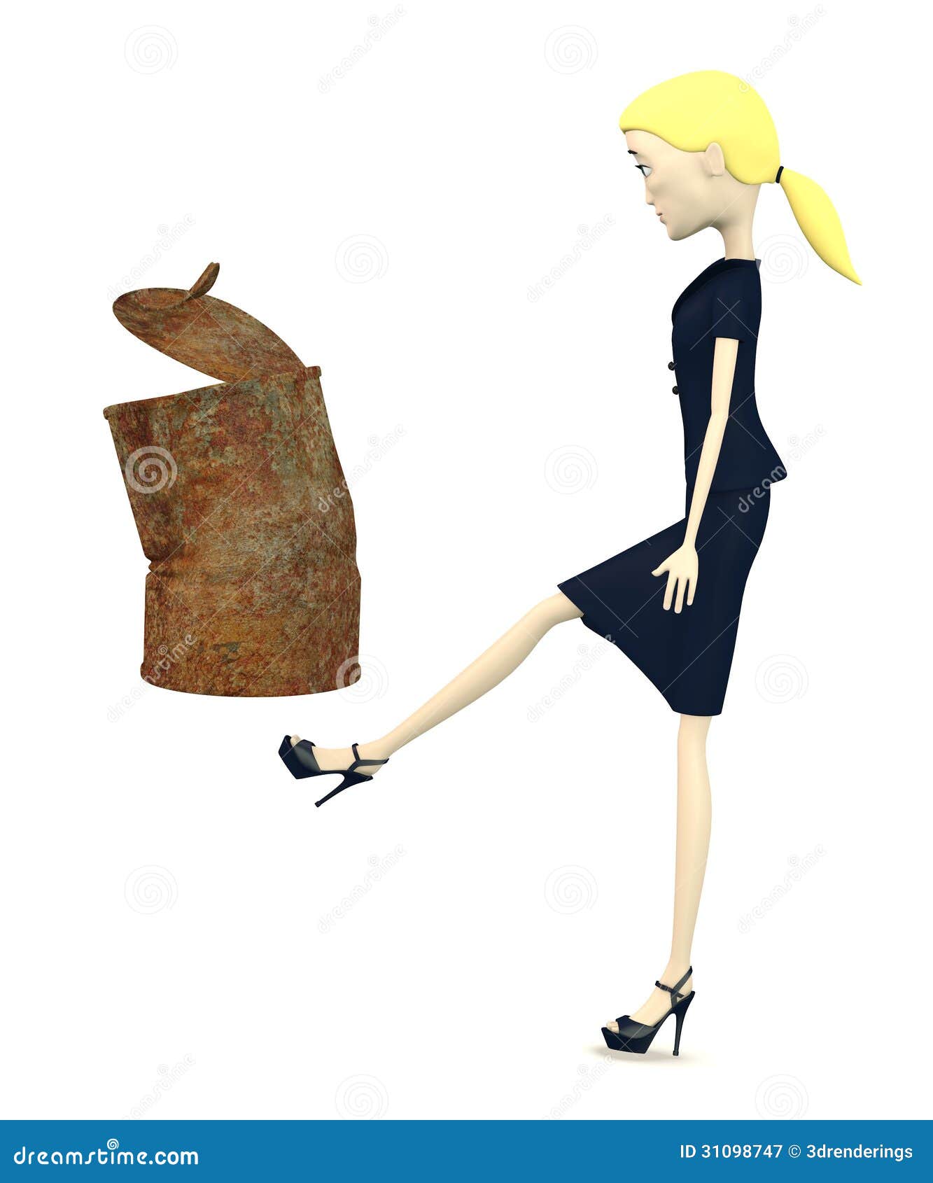 Cartoon Businesswoman with Rusty Can Stock Illustration - Illustration ...
