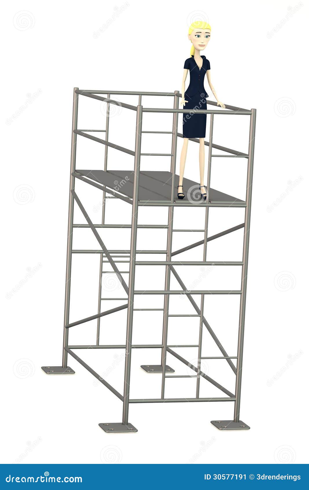 Cartoon Businesswoman with Scaffold Stock Illustration - Illustration ...