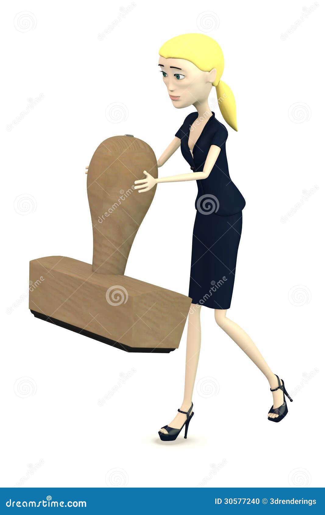 Cartoon Businesswoman with Stamper Stock Illustration - Illustration of ...