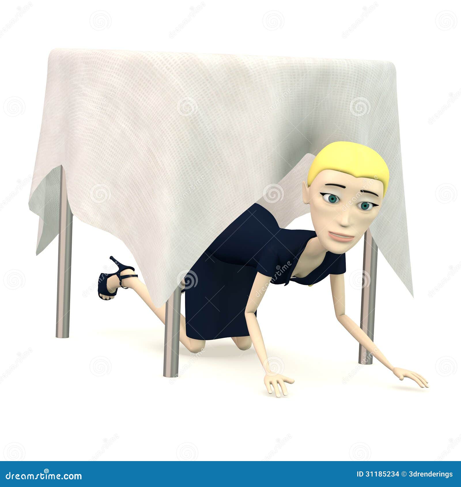Cartoon Businesswoman with Table and Tablecloth Stock Illustration ...