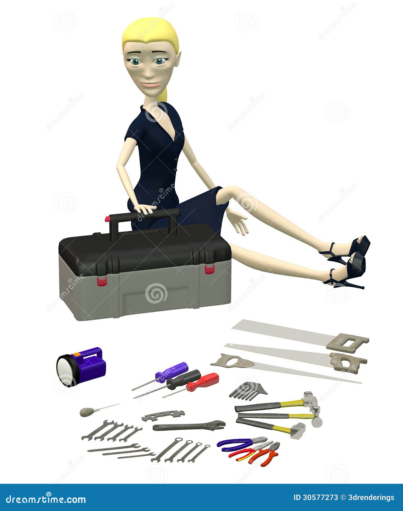 Cartoon Businesswoman with Tools Stock Illustration - Illustration of ...