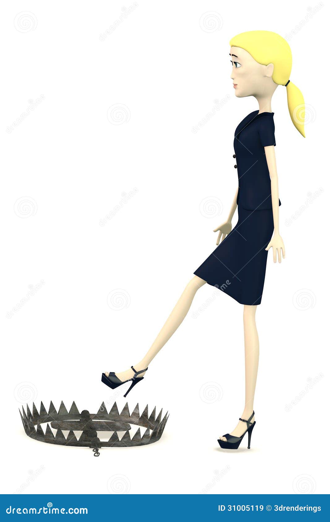 Cartoon Businesswoman with Trap Stock Illustration - Illustration of ...