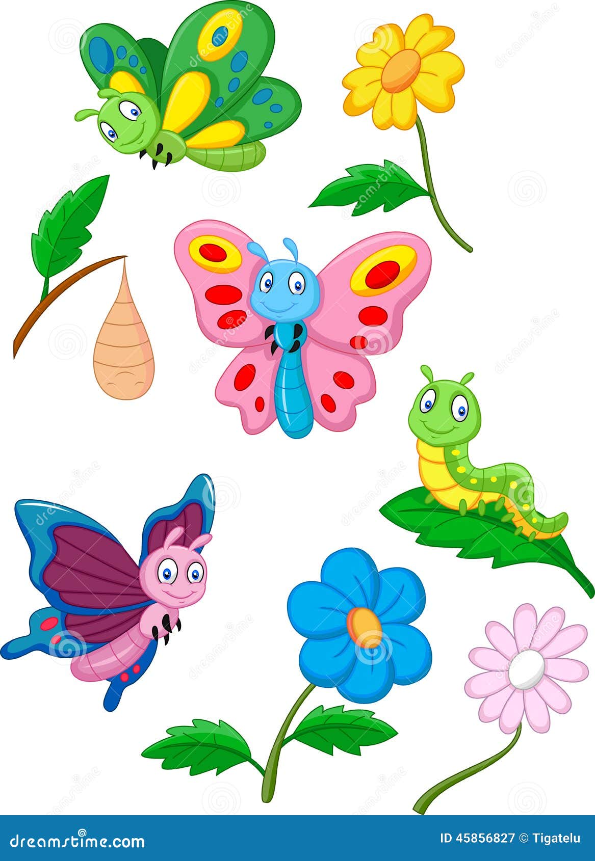 Cartoon Butterfly Clipart. Vector Illustration Isolated On White ...