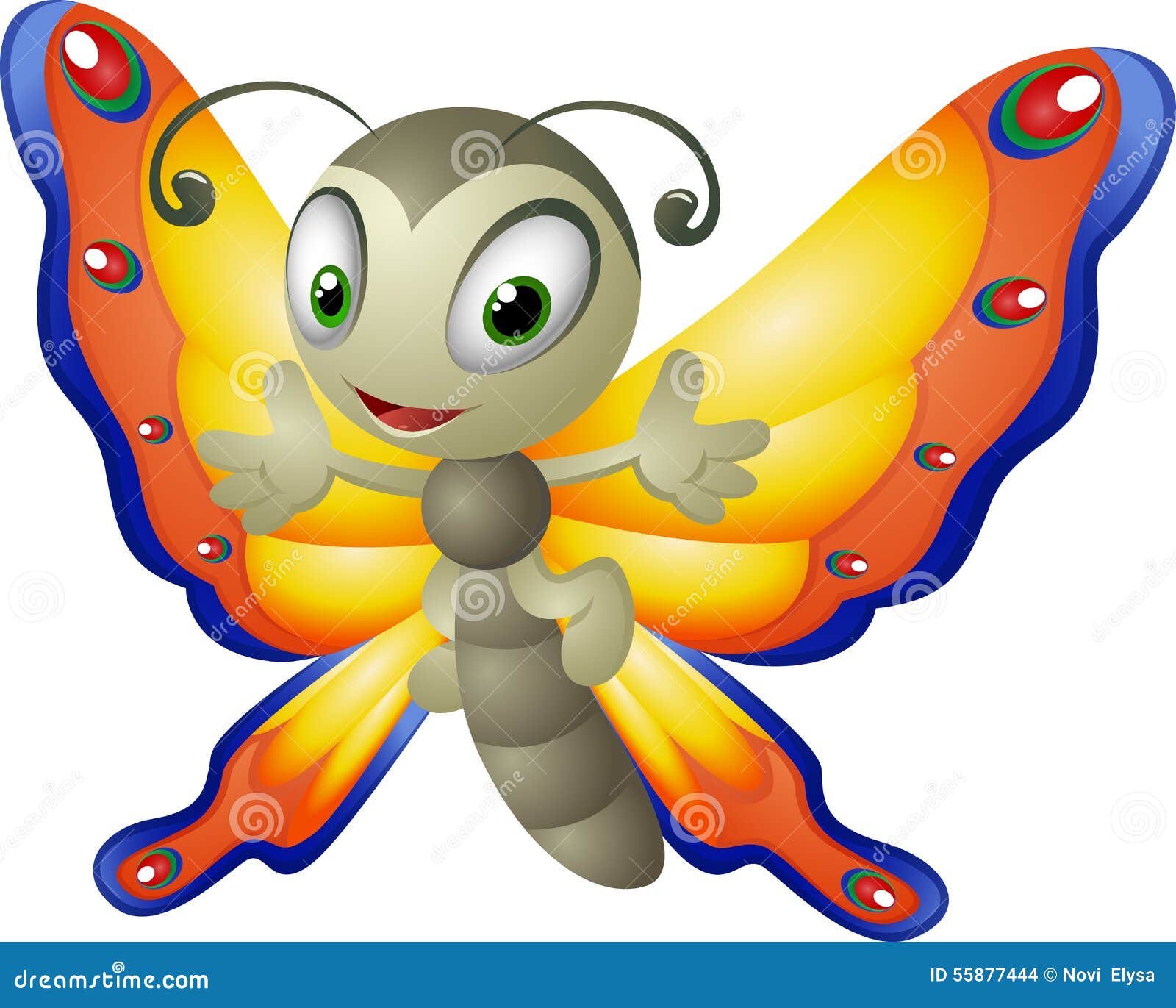 Cartoon Butterfly on a White Background Stock Vector - Illustration of ...