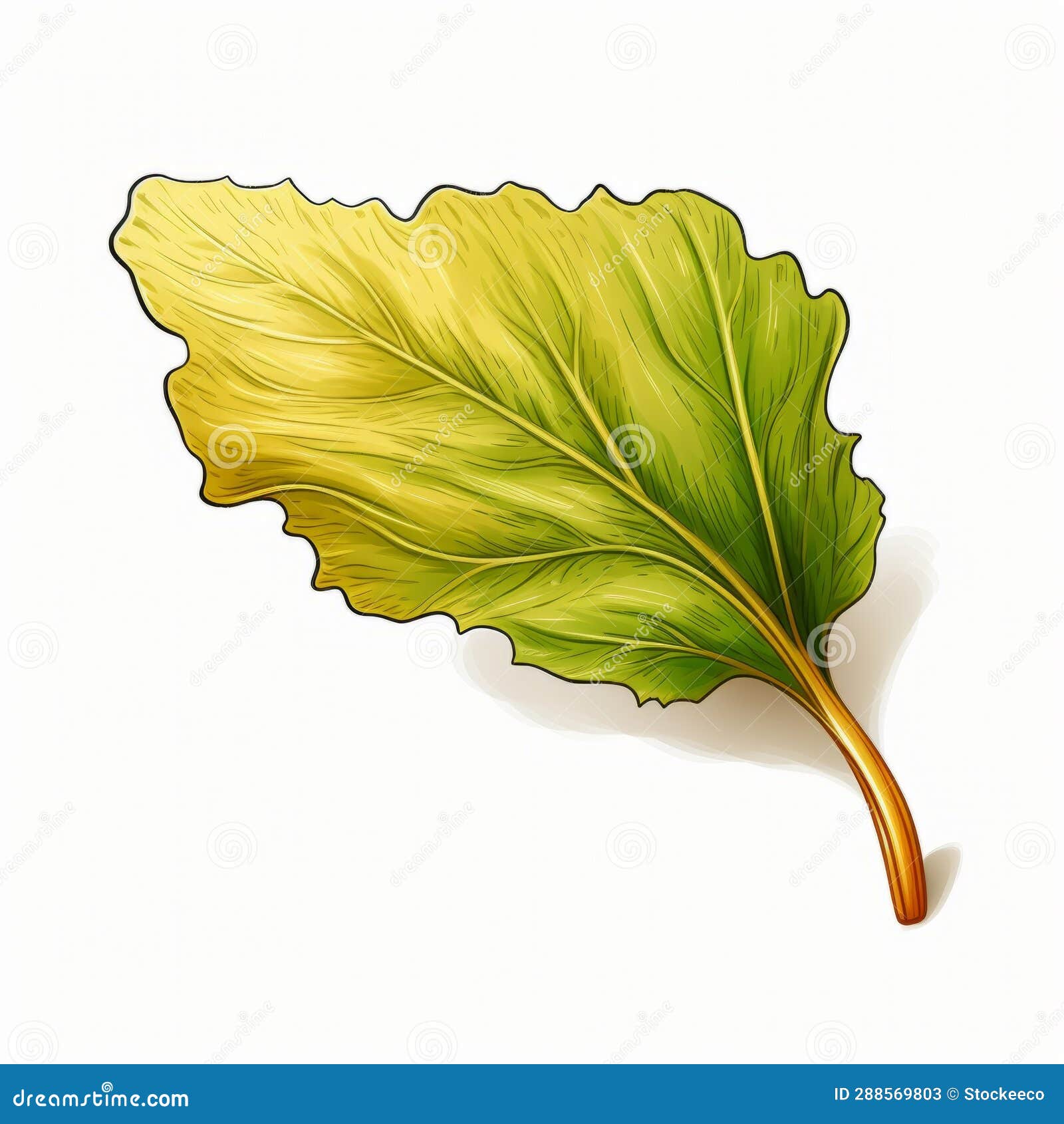 Cartoon Butternut Squash Leaf Drawing in Yellow and Green Stock ...