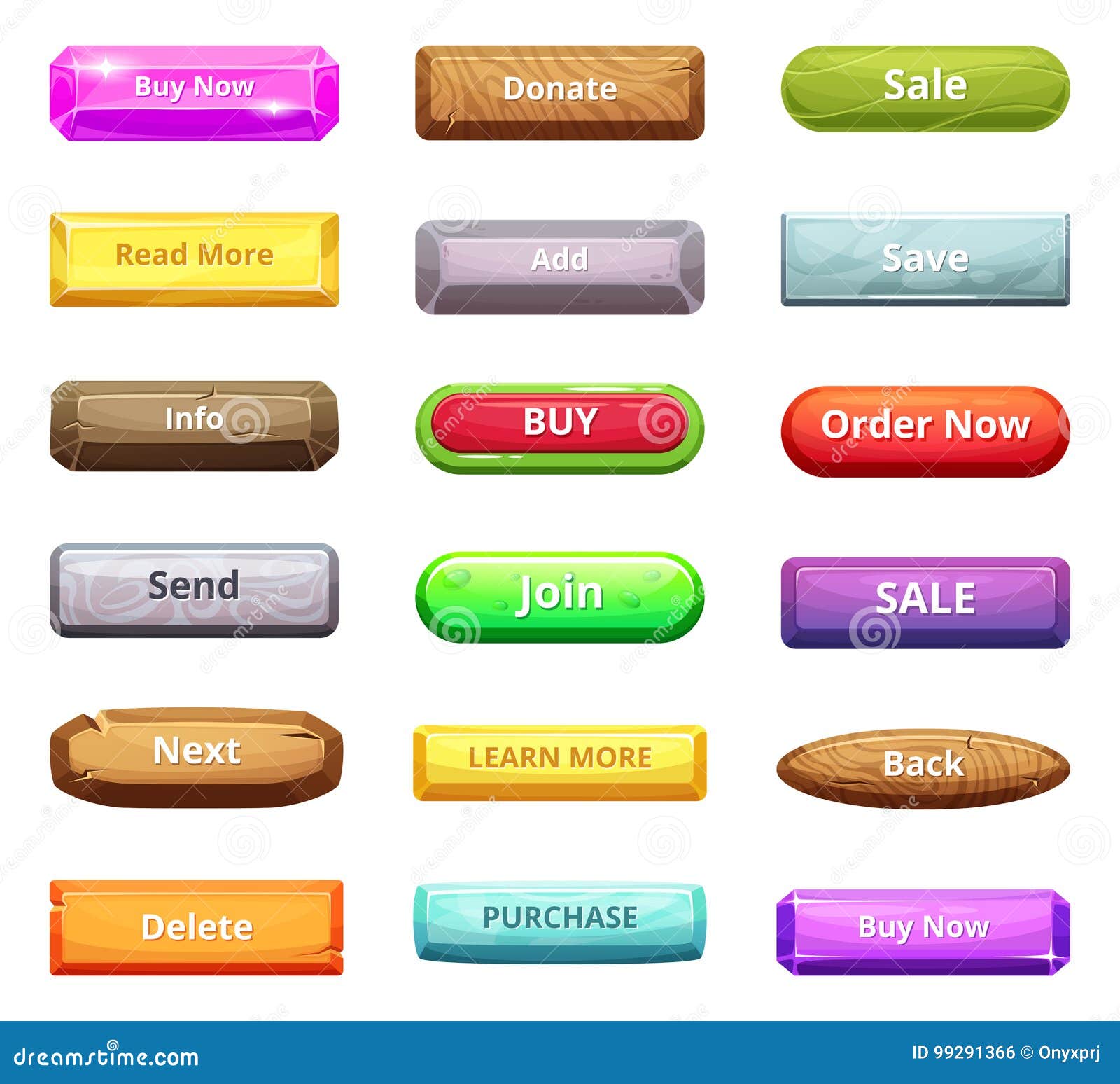 Cartoon Buttons for Web Market and Other Internet Projects Stock Vector ...