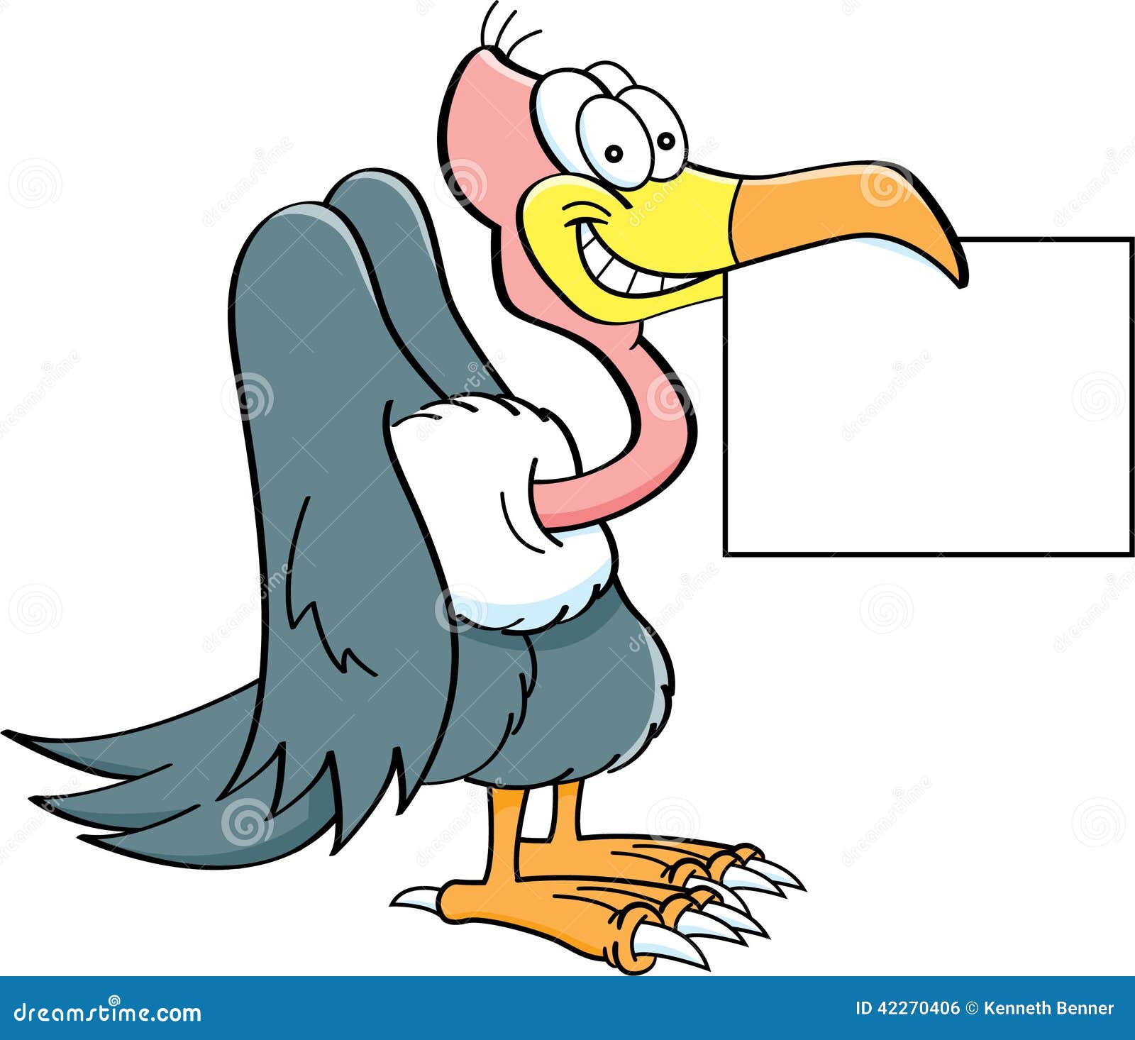 Cartoon Buzzard Holding a Sign. Stock Vector - Illustration of buzzard ...