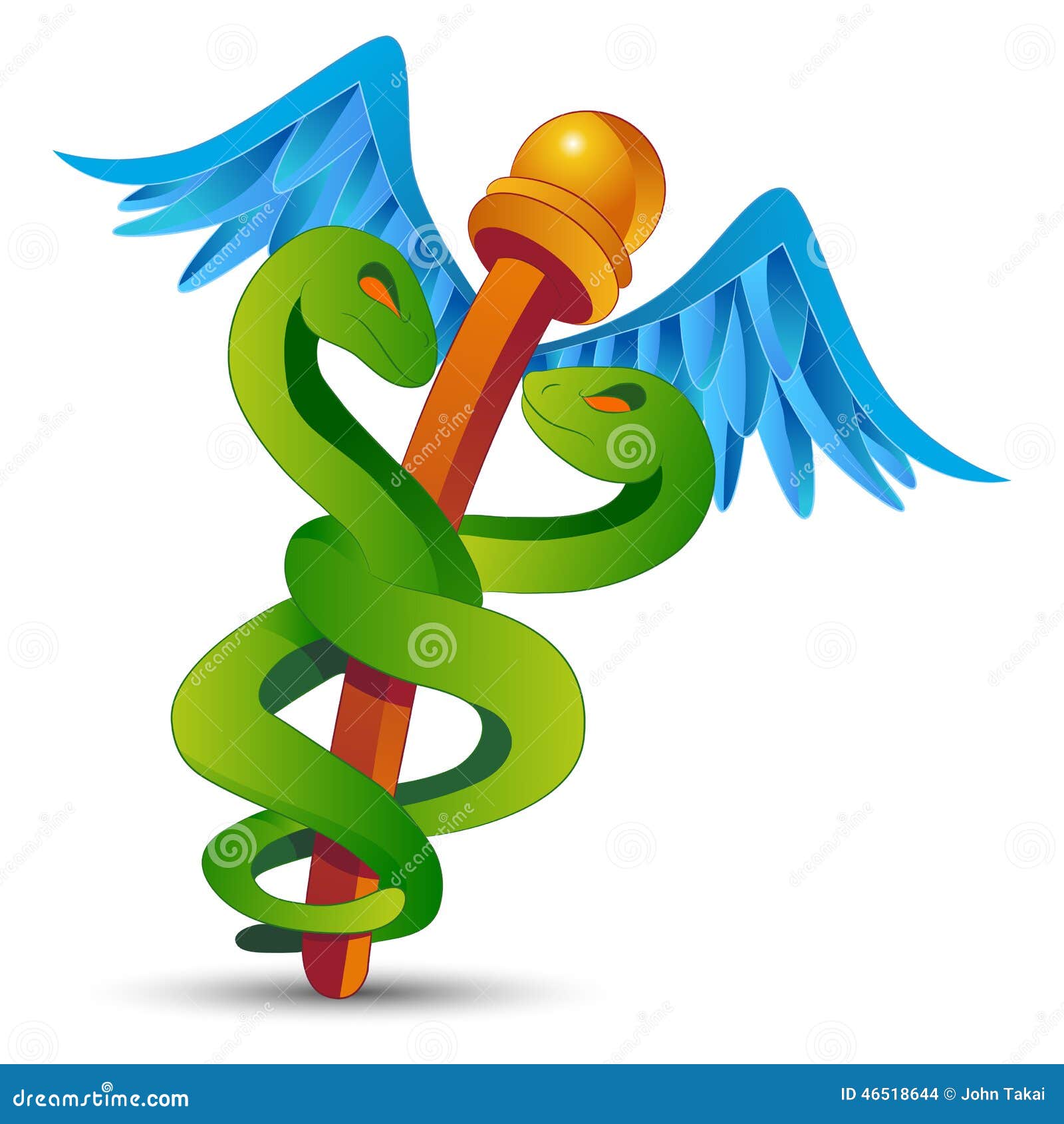 Cartoon Caduceus stock vector. Illustration of blue, clip - 46518644