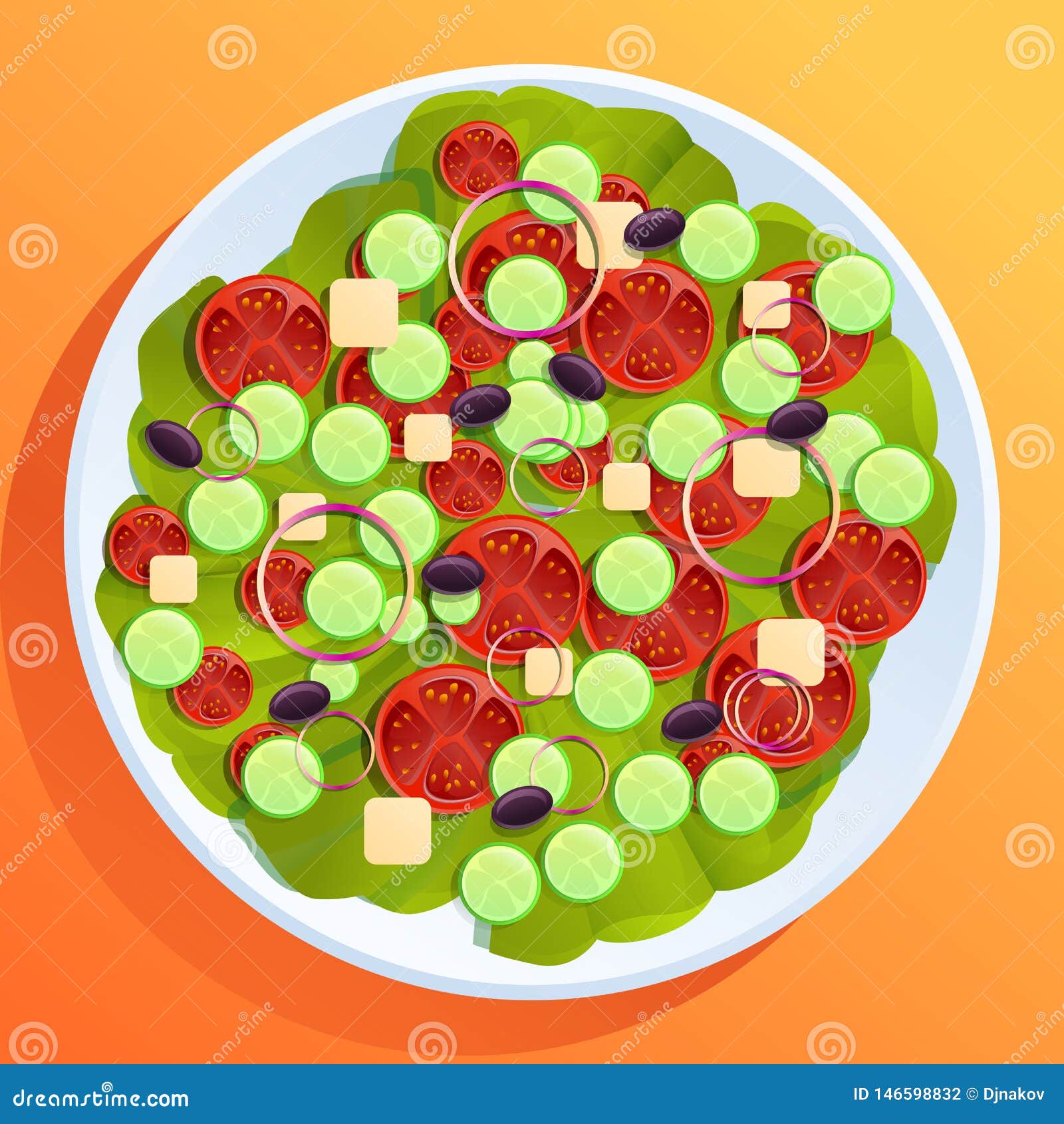 Cartoon Caesar Salad On The Table Stock Illustration Illustration Of