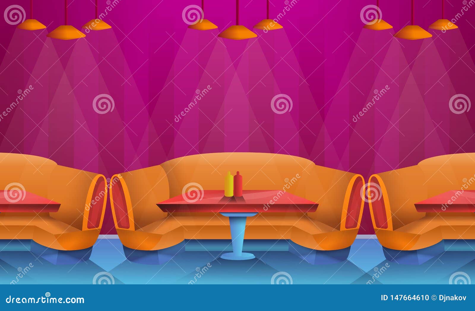 Cartoon Cafe Interior with Sofas Stock Illustration - Illustration of ...
