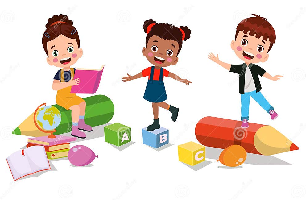 Cartoon Caharecter Happy Kid Studynig and Learning Stock Vector ... Cartoon Caharecter Happy Kid Studynig and Learning Stock Vector ...