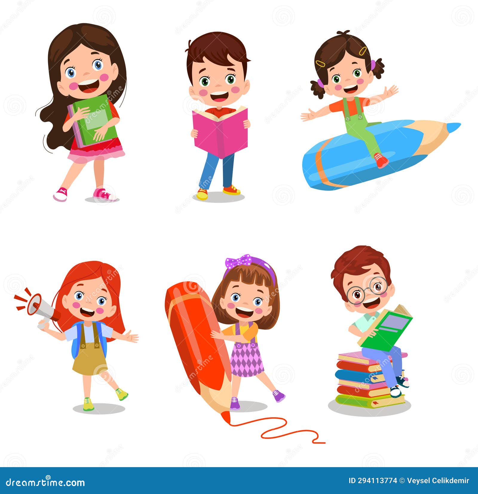 Cartoon Caharecter Happy Kid Studynig and Learning Stock Illustration ... Cartoon Caharecter Happy Kid Studynig and Learning Stock Illustration ...