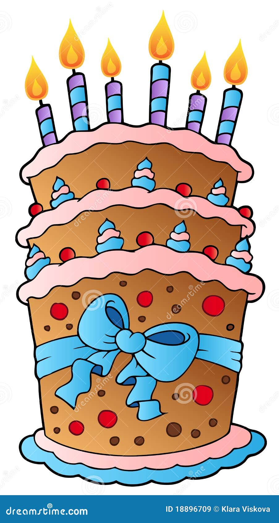 Cartoon Cake with Big Ribbon Stock Vector - Illustration of color ...