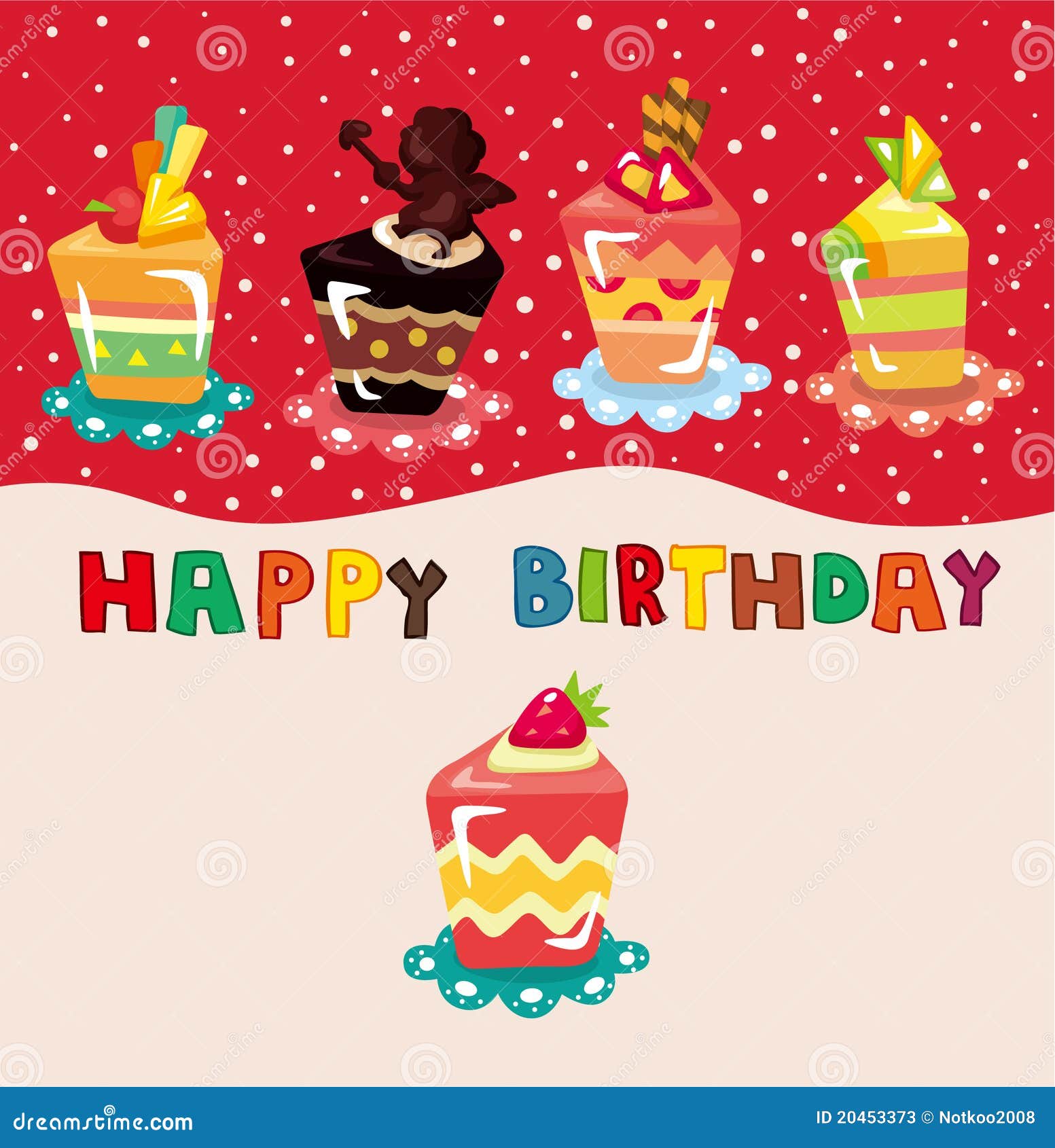 Cartoon cake birthday card stock vector. Illustration of charming ...
