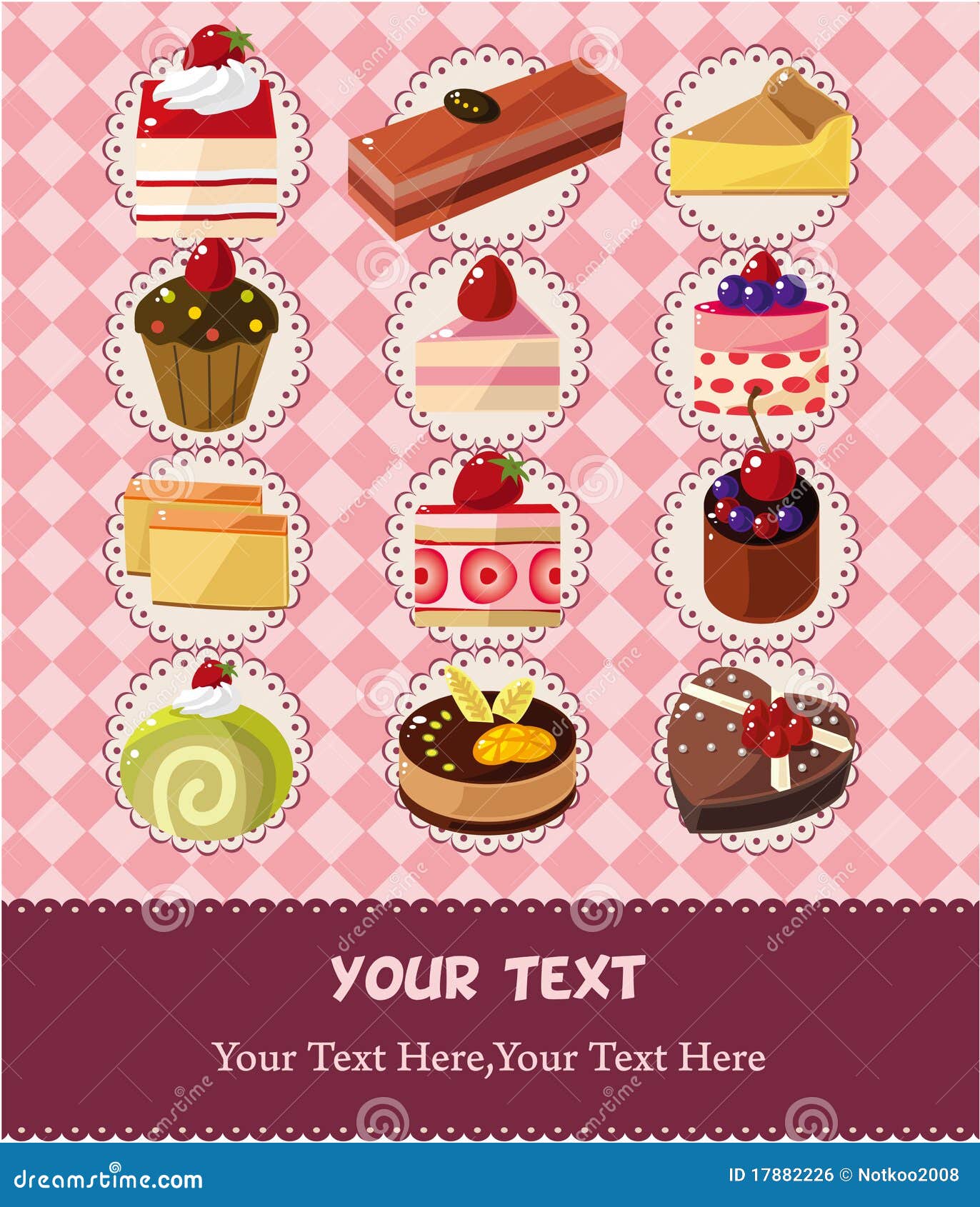 Cartoon cake card stock illustration. Illustration of dessert - 17882226