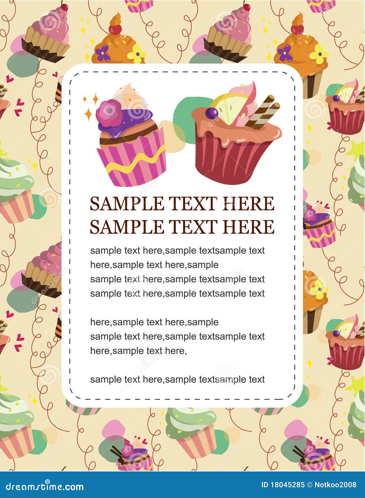 Cartoon cake card stock vector. Illustration of beautiful - 18045285